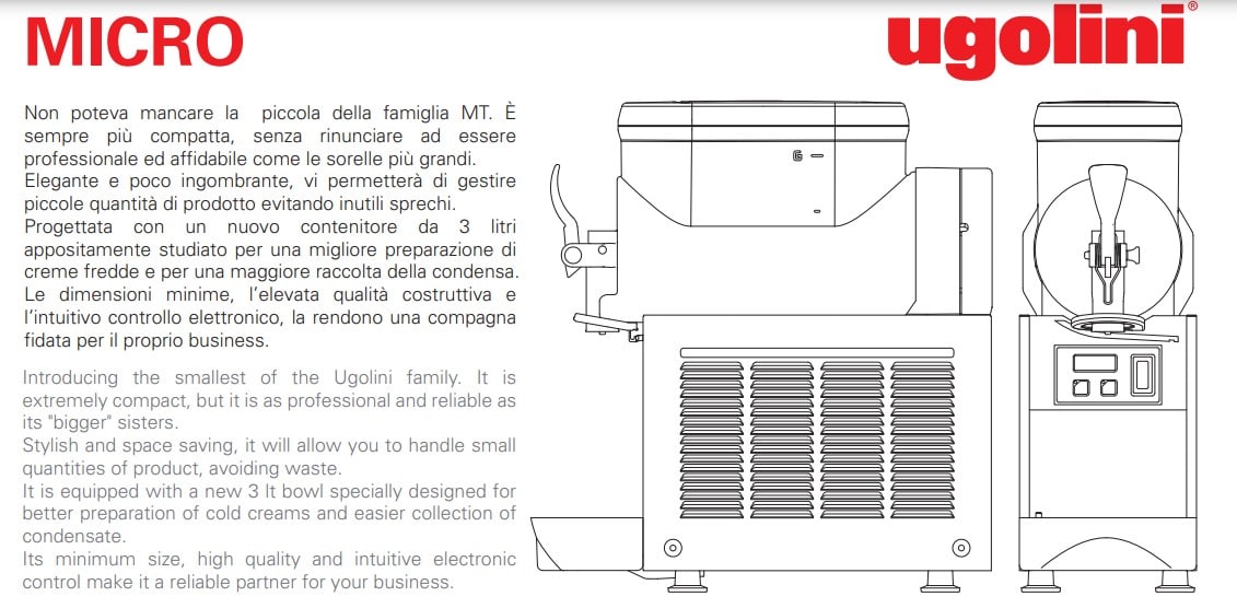 מכונת ברד אייסקפה ביתית 3 ליטר מבית UGOLINI